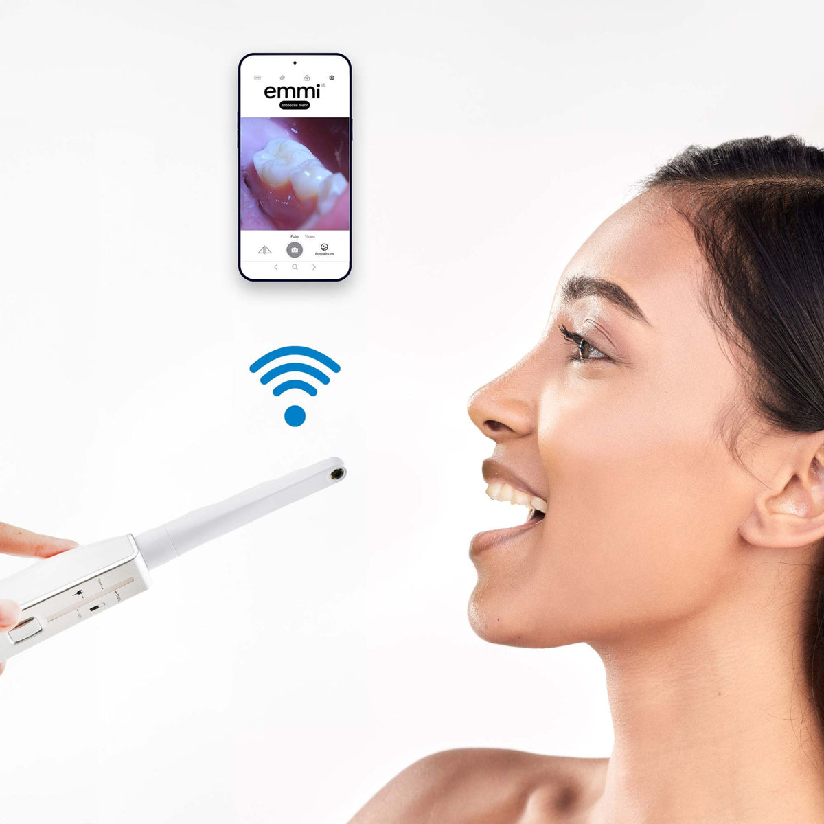 emmi-dent PlatinumCAM - Ultrasonic toothbrush with dental camera and app